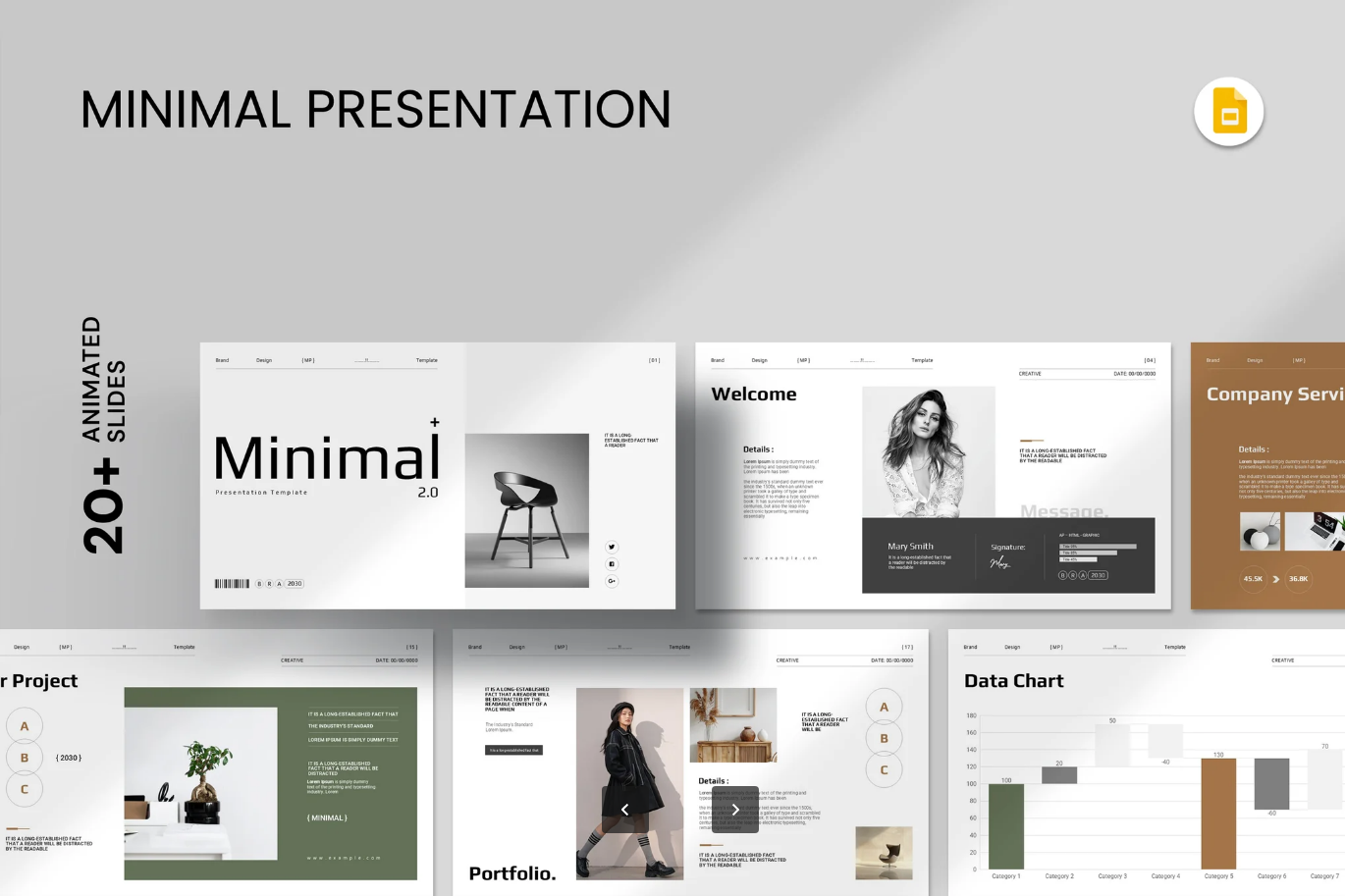 高端极简商务PPT模板20页 – 可编辑企业汇报毕业答辩扁平化设计Minimal Presentation Template下载 _ 果觅网（gooodme）